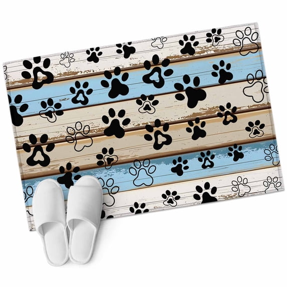 Blue Brown Paw Prints Large Area Rugs for Bedroom Living Room, Soft Non ...