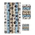 Blue Brown Paw Prints Towel Set of 3, Soft Microfiber Bath Towels, Hand ...