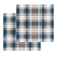 Blue Brown Plaid Kitchen Dish Towels for Drying Dishes Set of 2, Modern ...