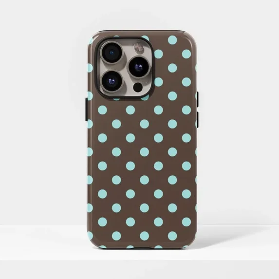 Blue Brown Polka Dot Cute Trend Protective Case for iPhone 11 12 13 14 ...