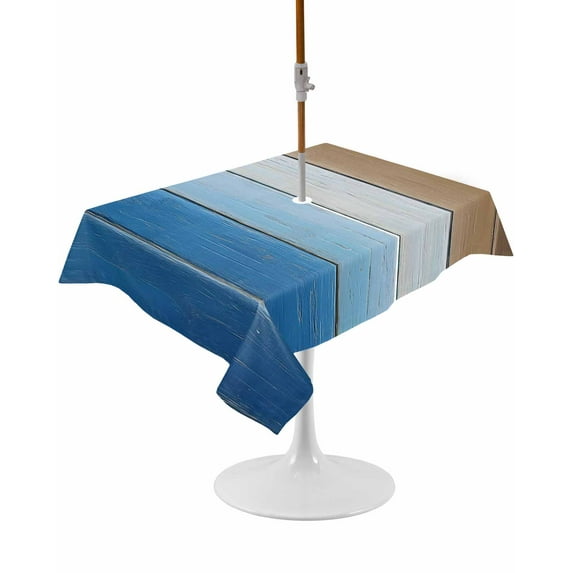 Blue Brown Rectangle Outdoor Tablecloth, Waterproof Table Cloth Cover ...