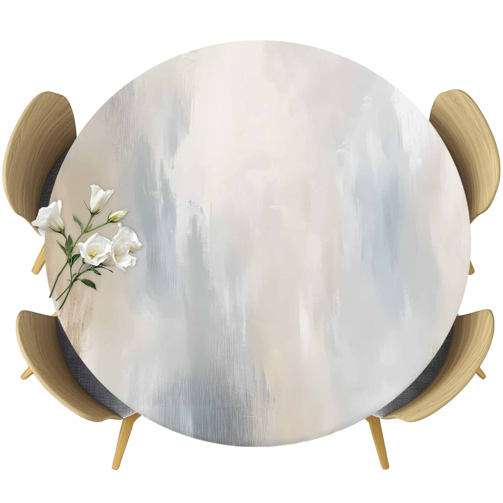 Blue Brown Round Tablecloth 36-44 Inch Round Fitted Table Cloth with ...