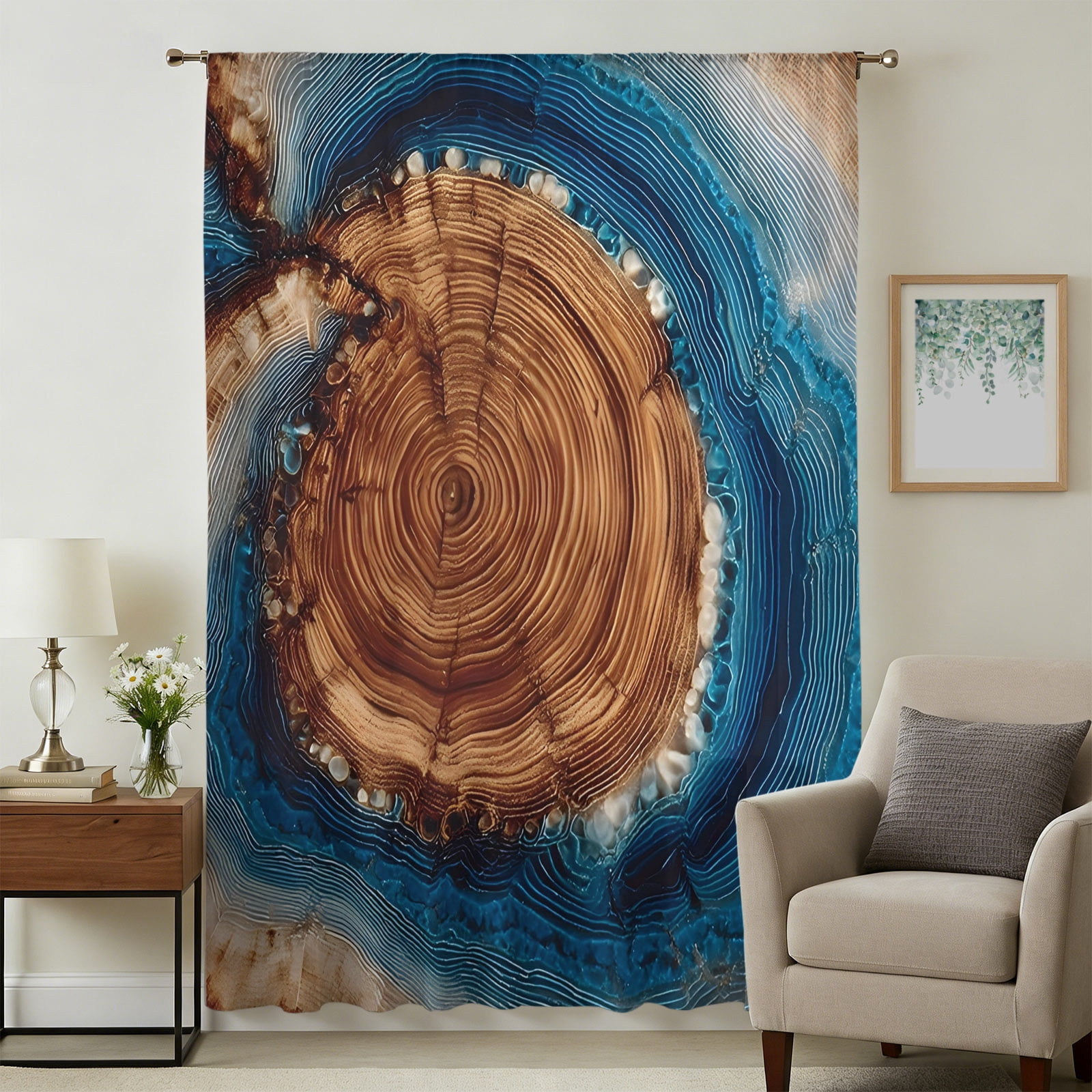 Blue Brown Sheer Curtains 72 Inches Long for Living Room, Modern ...