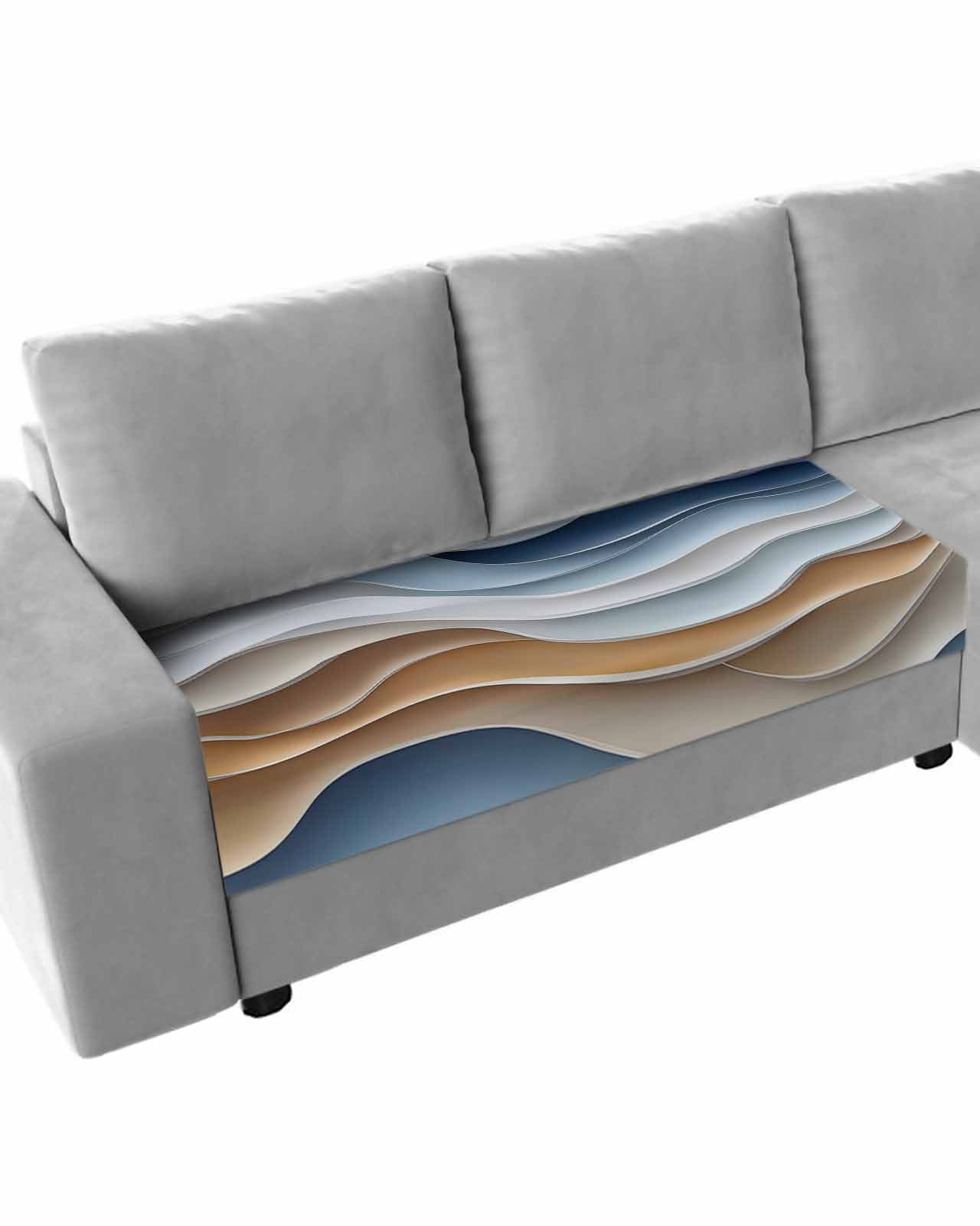 Blue Brown Sofa Couch Cushion Covers Washable, Removable Stretchable ...