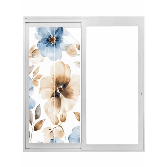 Blue Brown Spring Floral Window Privacy Film, Summer Botanical ...