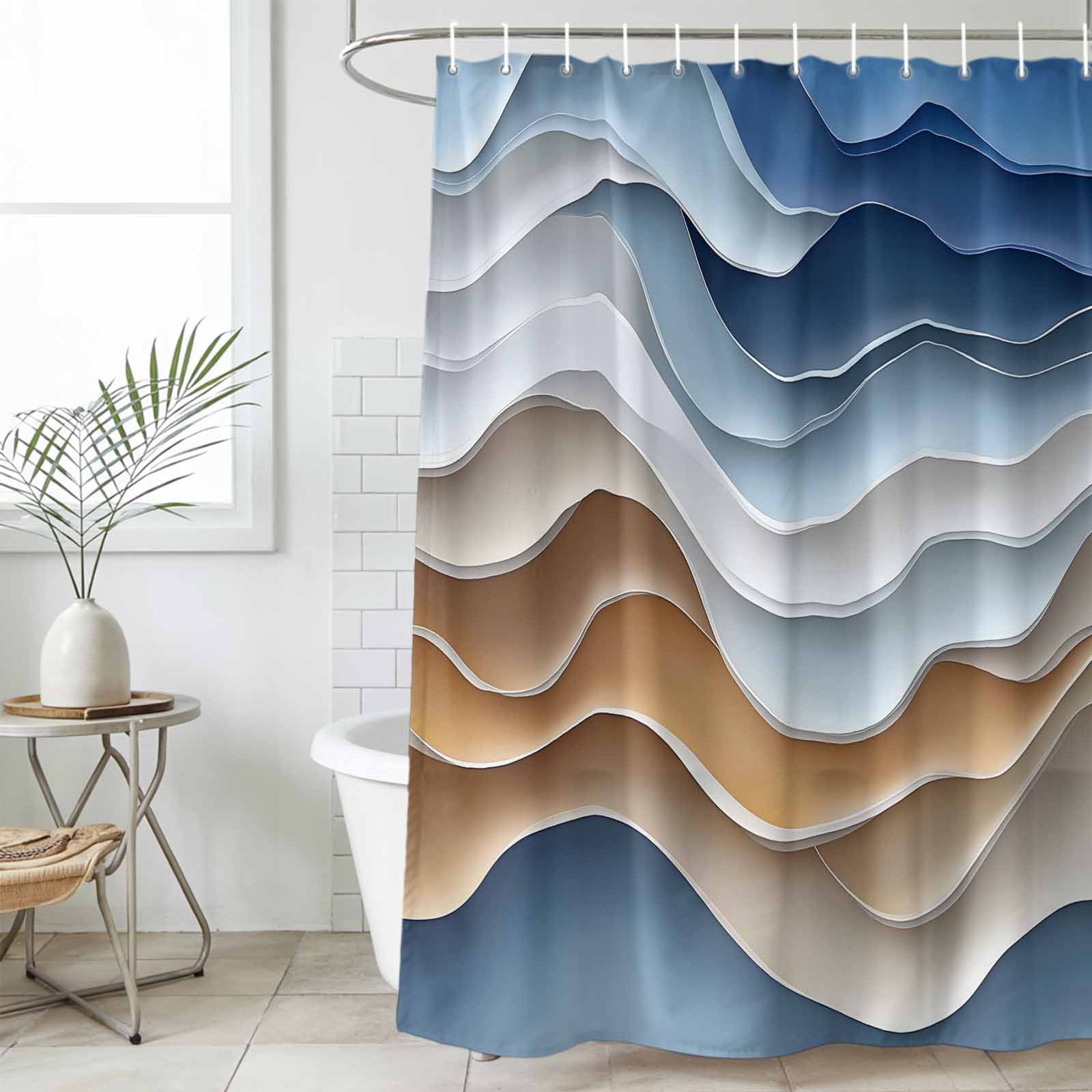 Blue Brown Shower Curtain