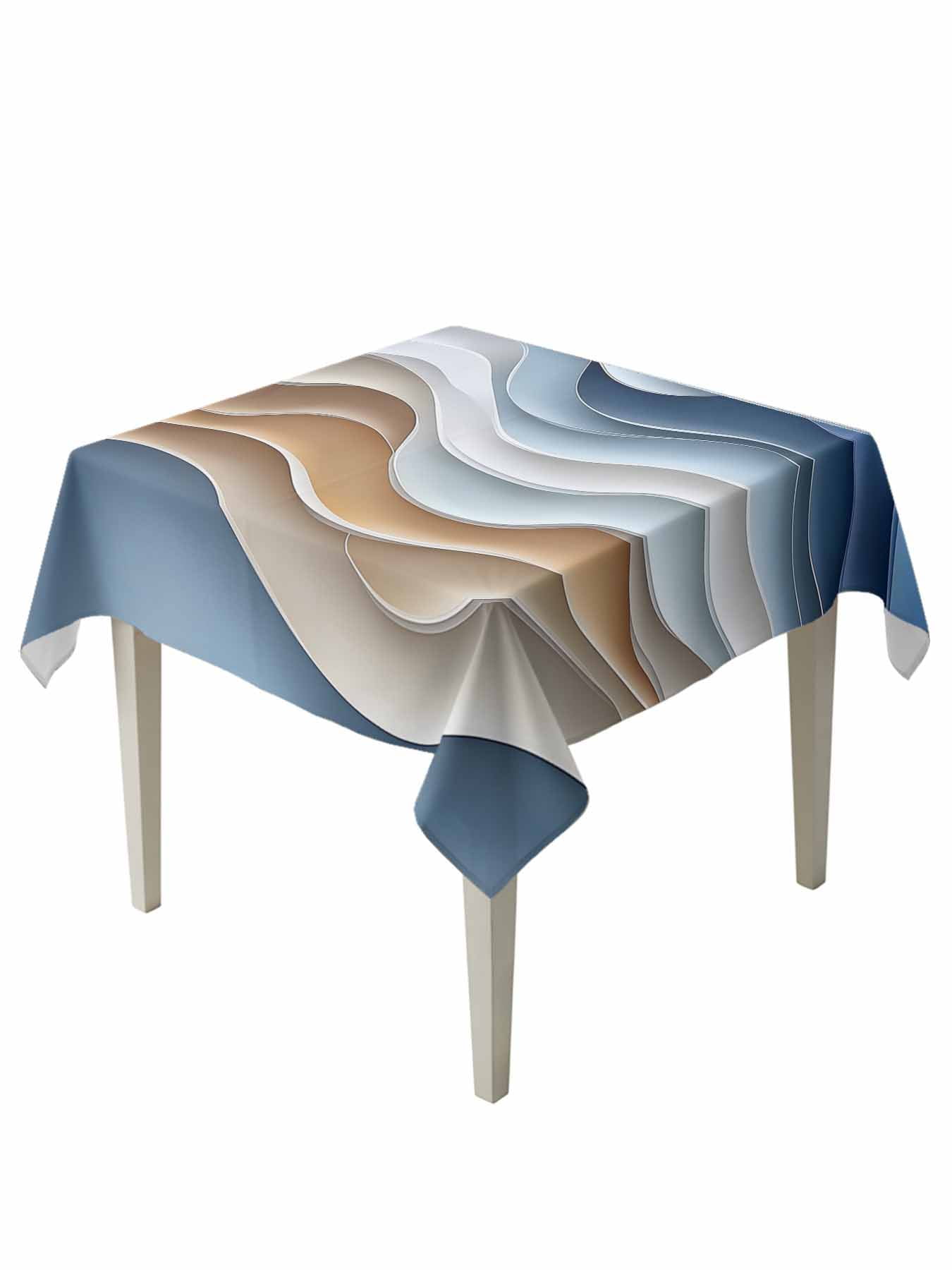 Blue Brown Table Cloth, Aesthetics Moire Ombre Abstract Geometric ...