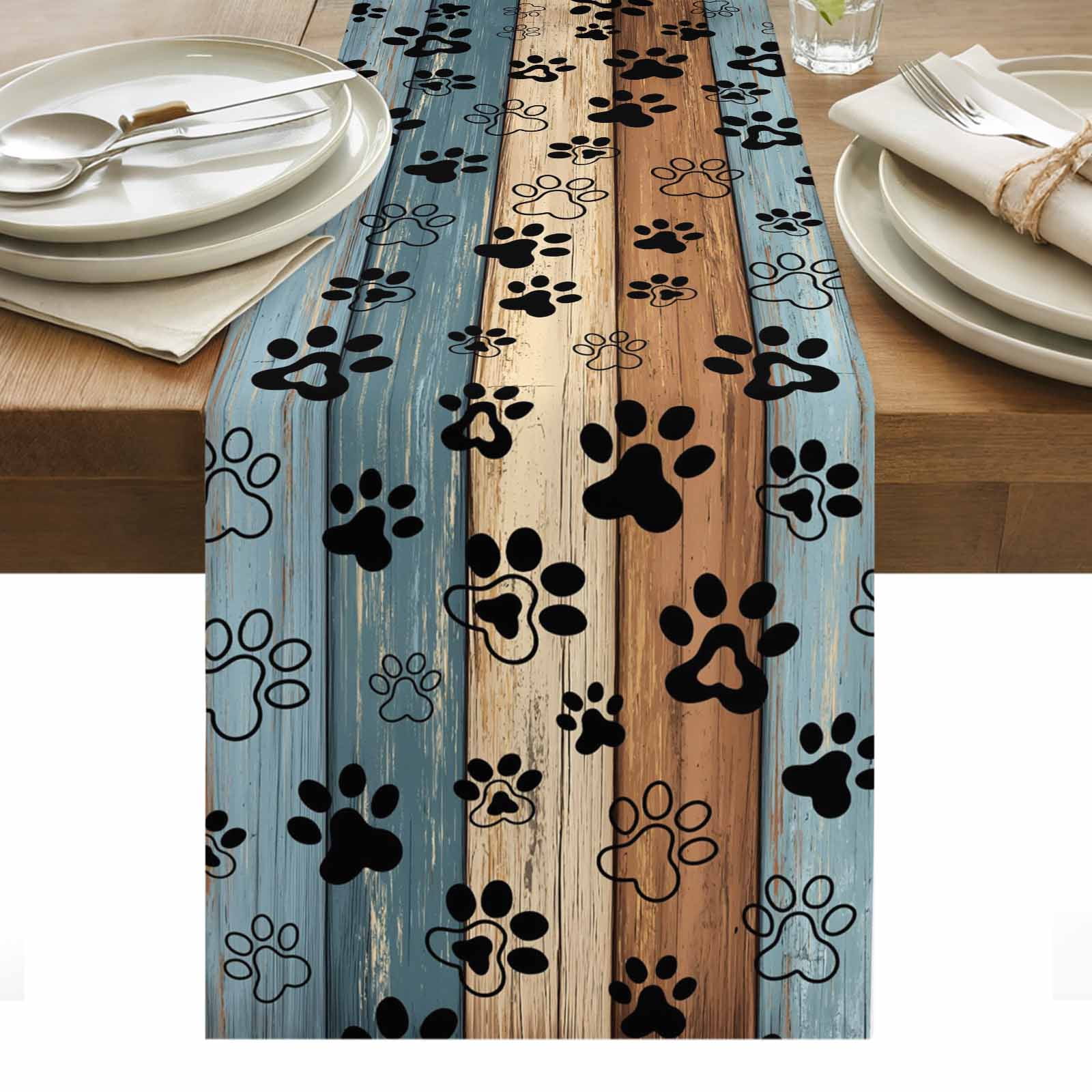Blue Brown Table Runner - 48 Inch Long, Kitchen Dining Table Runner ...