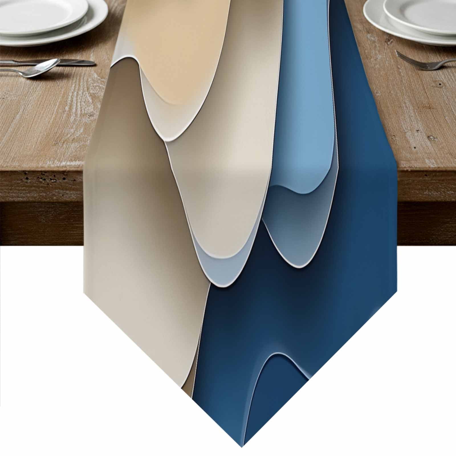 Blue Brown Table Runner Linen Burlap Table Runner 48 Inches Long Ombre ...