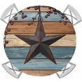 Blue Brown Texas Star Round Fitted Tablecloth with Elastic Edge, Retro ...