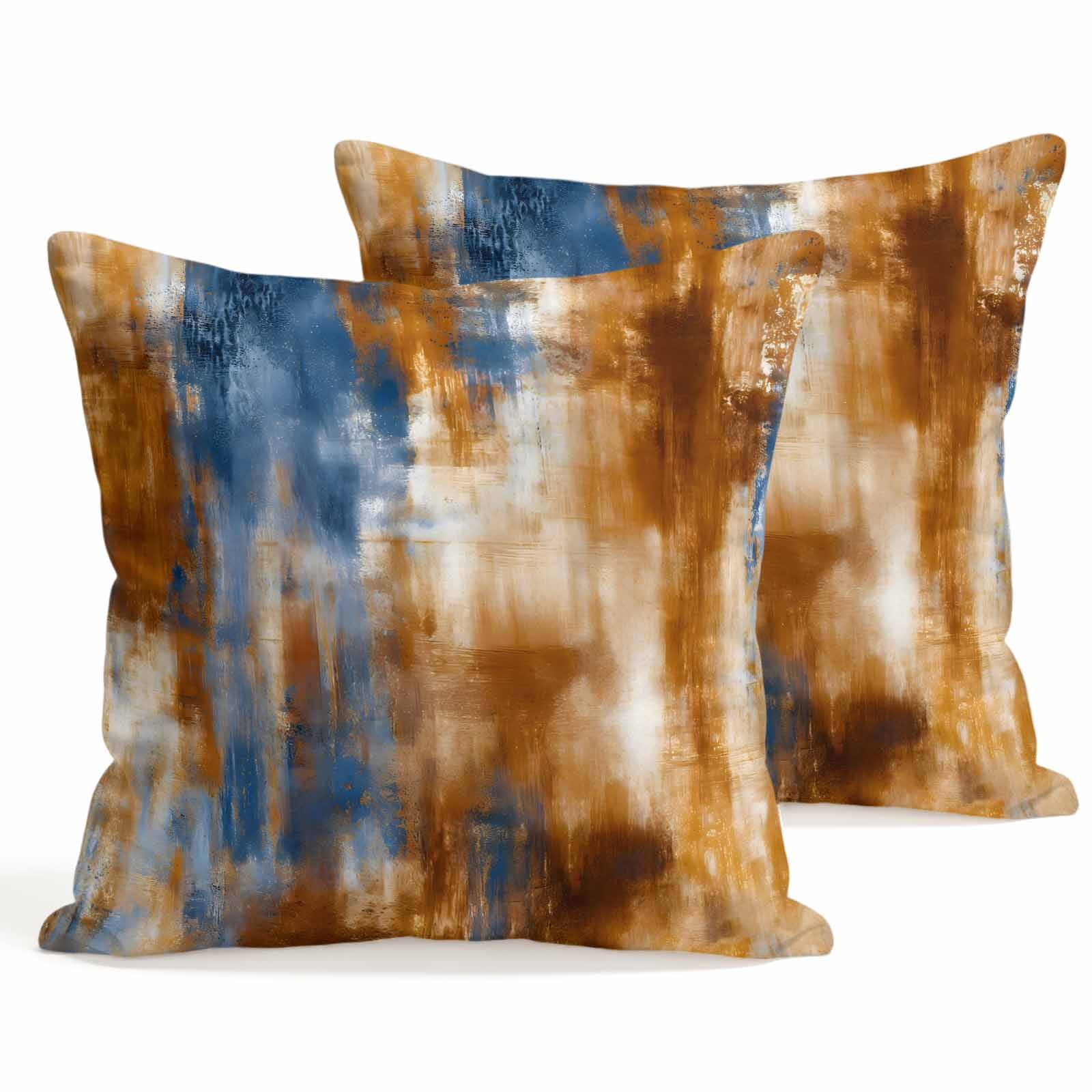 Blue Brown Throw Pillow Covers 18 x 18 Inch Pillow Covers Set of 2 ...