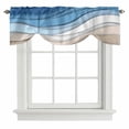 Blue Brown Tie Up Valance Curtains Gradient Abstract Wave Geometric ...