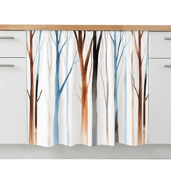 Blue Brown Tree Sink Skirt 10"W x 11"L, Dustproof Under Sink Curtain ...