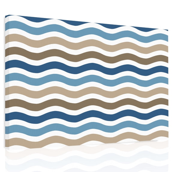Blue Brown Water Ripple Canvas Print Wall Art, Striped Modern Wall ...