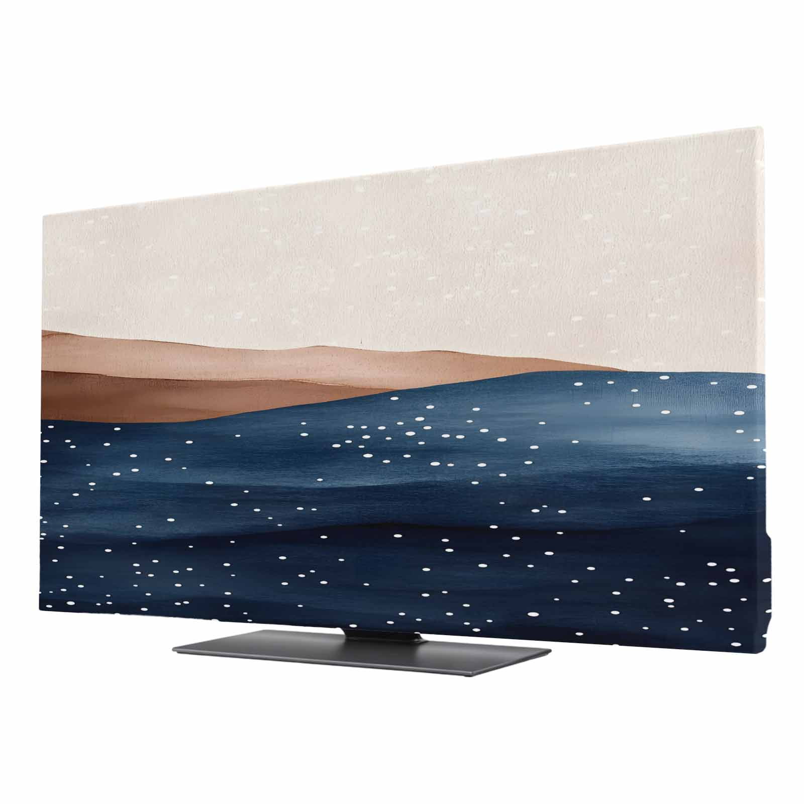 Blue Brown Wave TV Dust Cover 43 Inch, Deep Blue Abstract Art Computer ...
