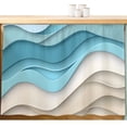 Blue Brown Waves Cabinet Curtains Abstract Water Ripple Modern Gradient ...