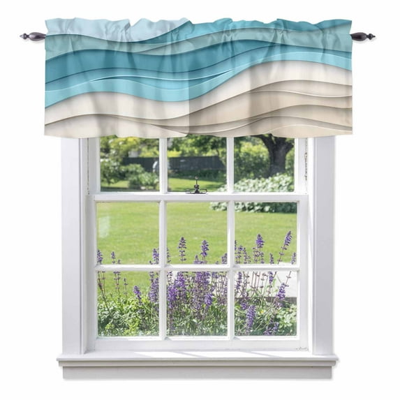 Blue Brown Waves Valances for Windows, Abstract Water Ripple Valance ...