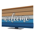 Blue Brown Wooden Grain TV Cover for 75 Inch Screen,Stretch Fabric ...