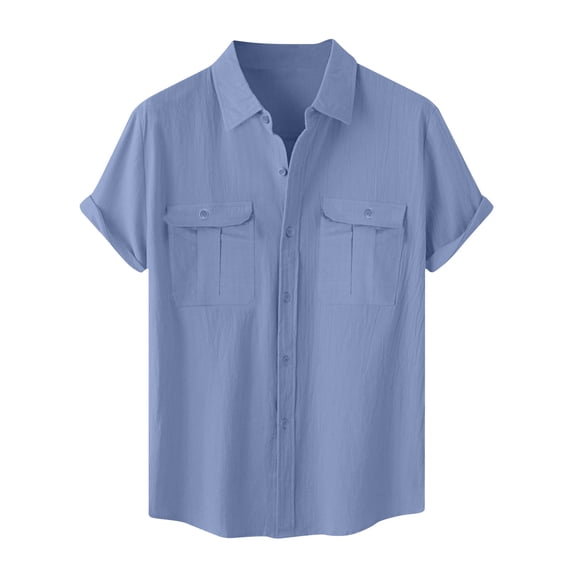 Blue Brunch Button Shirts for Man Summer Fall Long Short Sleeve High ...