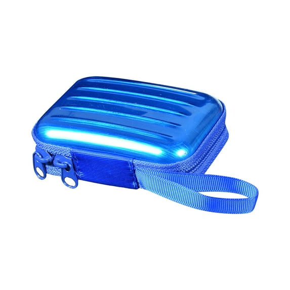 Blue Brushed Tinplate Storage Box - Compact Organizer With Zipper And ...