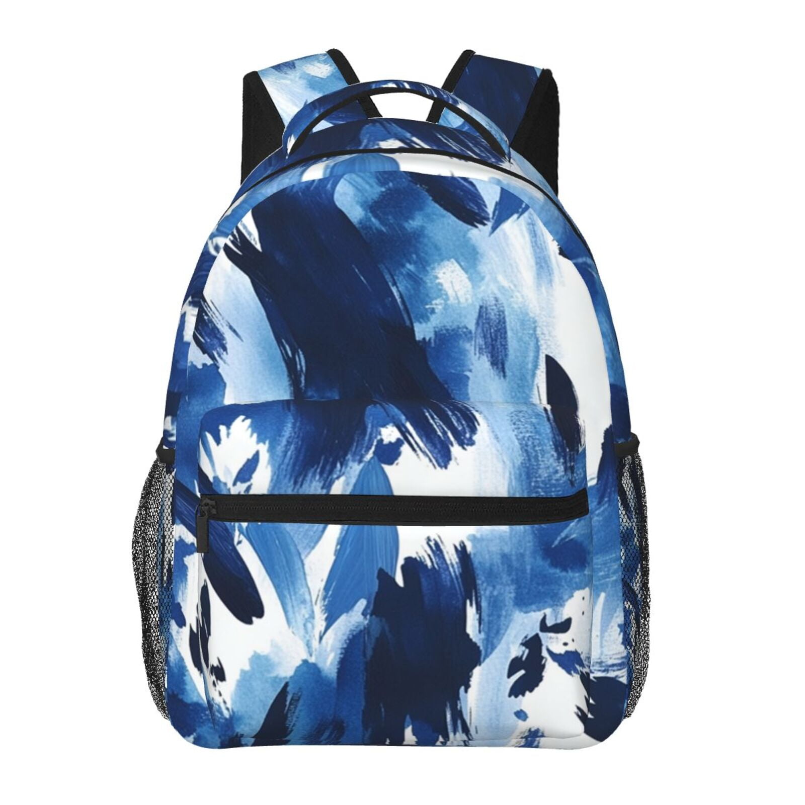 Blue Brushstroke Laptop Backpack, Secure Water-Resistant School Bag ...