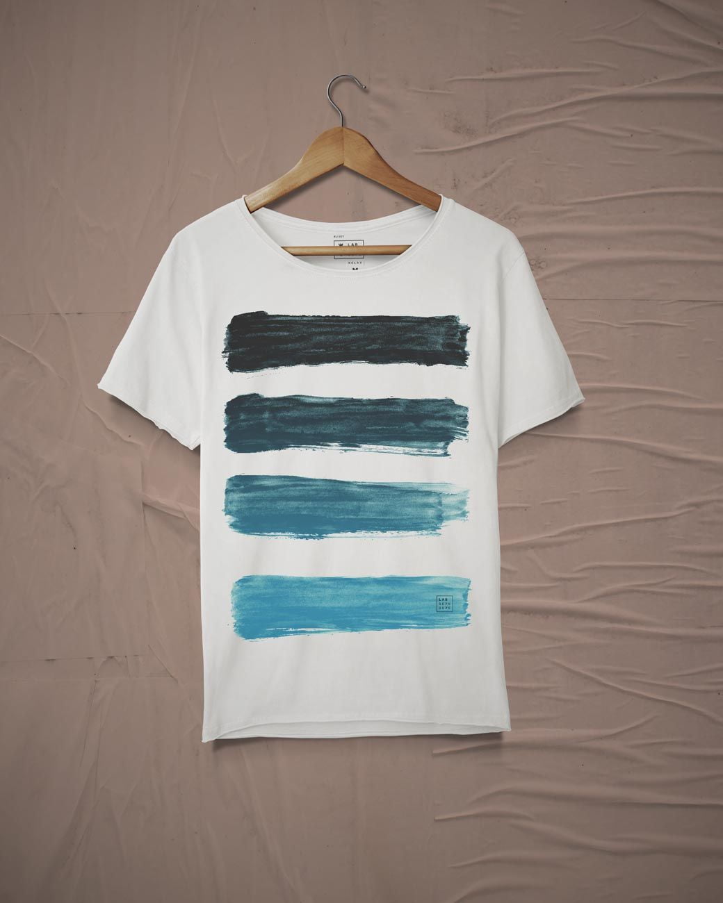 Blue Brushstroke Pattern Graphic Tee, Artistic Painted Lines Minimal ...