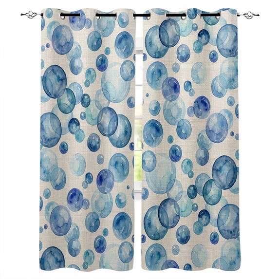 Blue Bubble Blackout Curtains for Bedroom Living Room Darkening ...