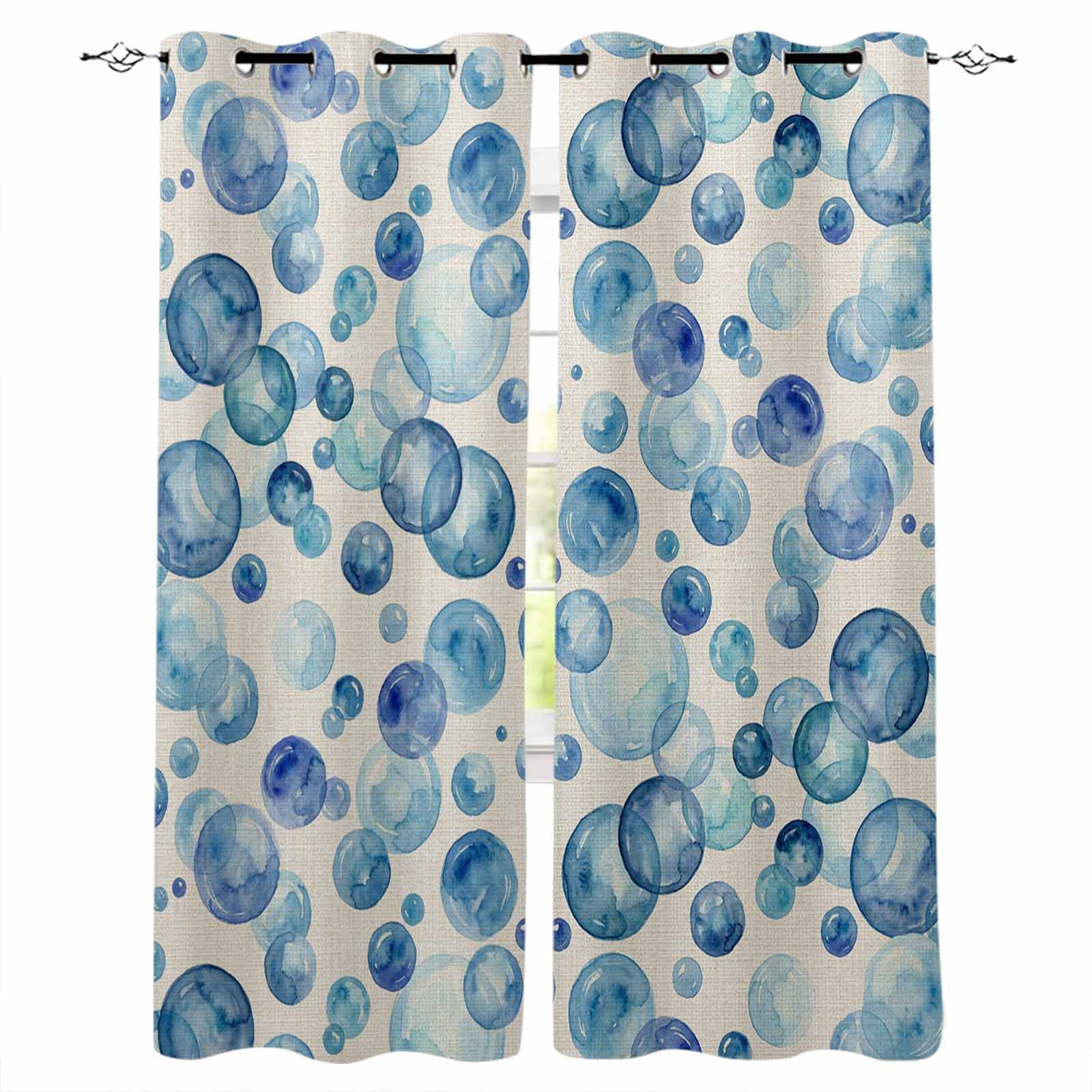 Blue Bubble Blackout Curtains for Bedroom/Living Room, Thermal ...