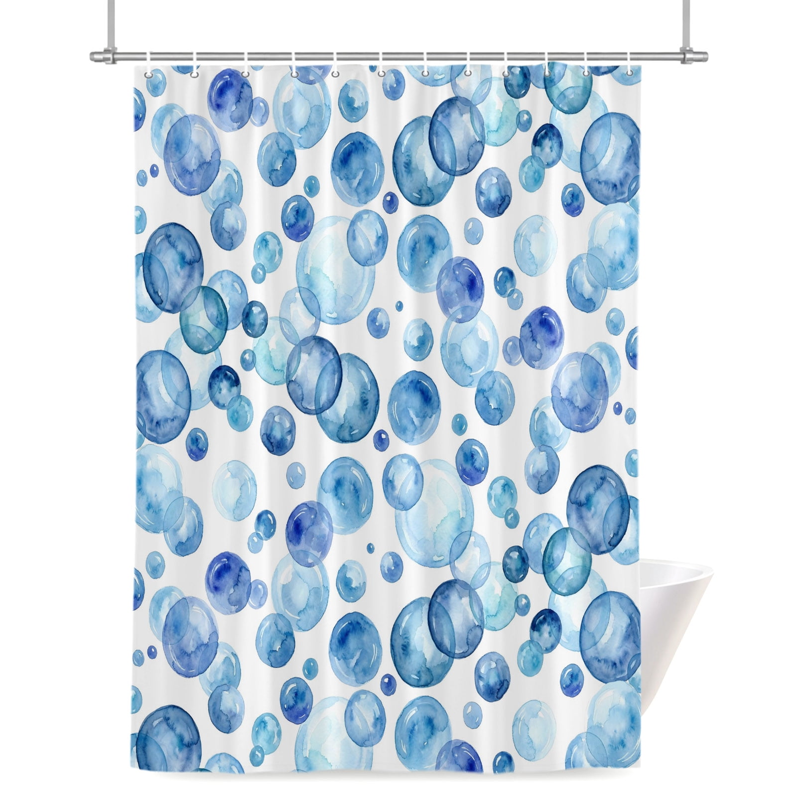 Blue Bubbles Shower Curtains for Bathroom, Watercolor Gradient Bubble ...