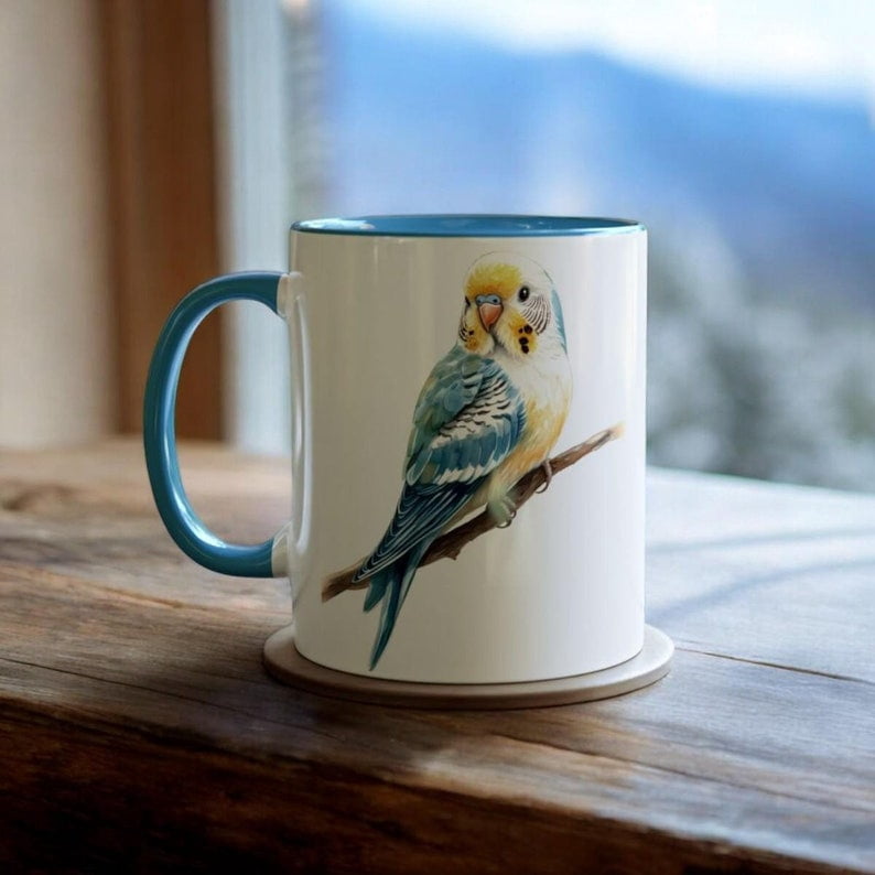 Blue Budgie Mug, Ceramic Bird Mug 11oz, Bird Themed Coffee Cup, Unique ...
