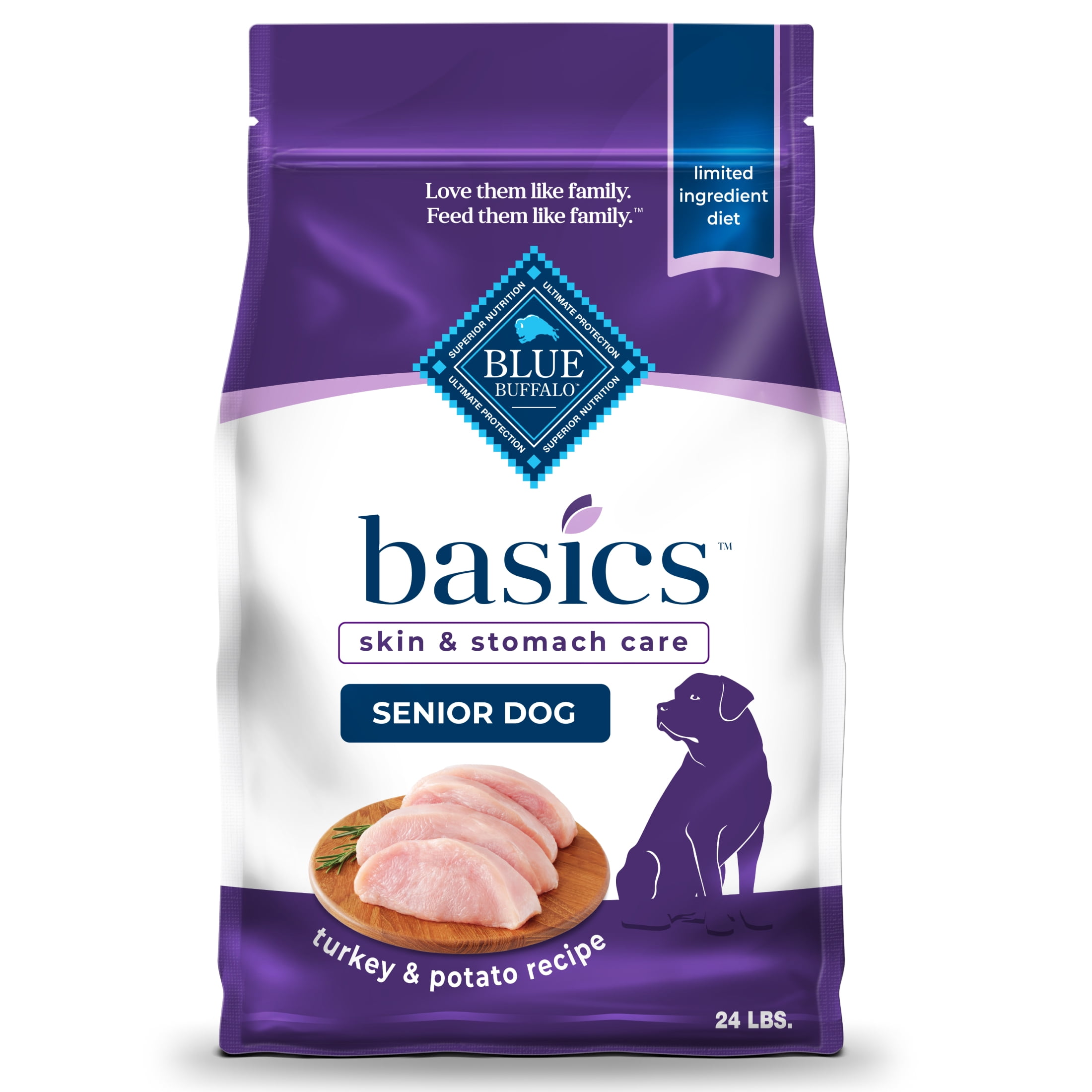 Free Shipping! Blue Buffalo Senior Dry Dog Food Skin & Stomach Care ...
