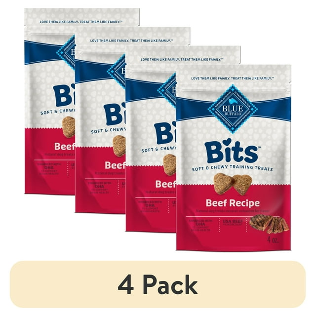 (4 pack) Blue Buffalo Bits Soft Dog Treats for Training, Enhanced with ...