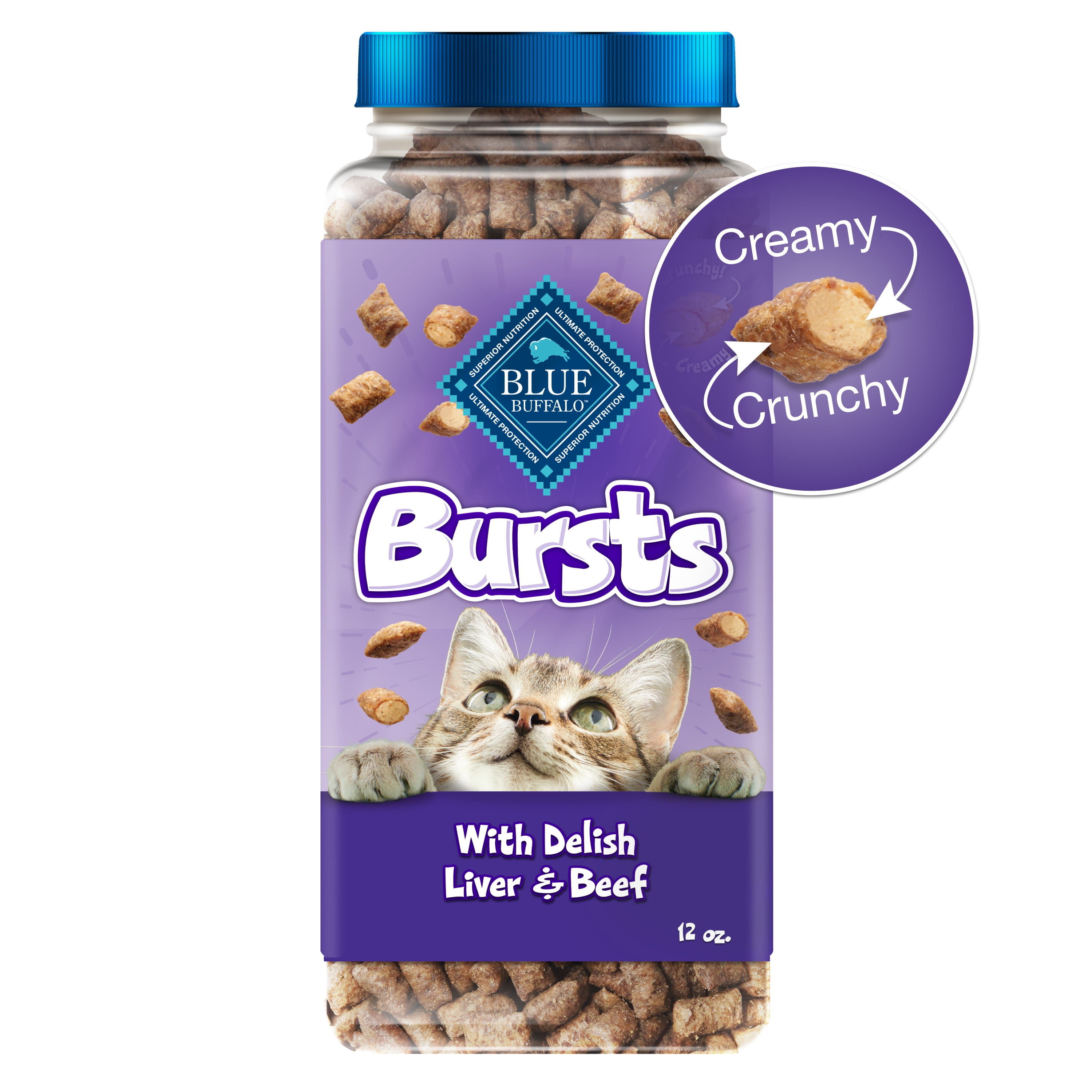 Blue Buffalo Bursts Crunchy & Creamy Dry Cat Treats, Great for Training ...