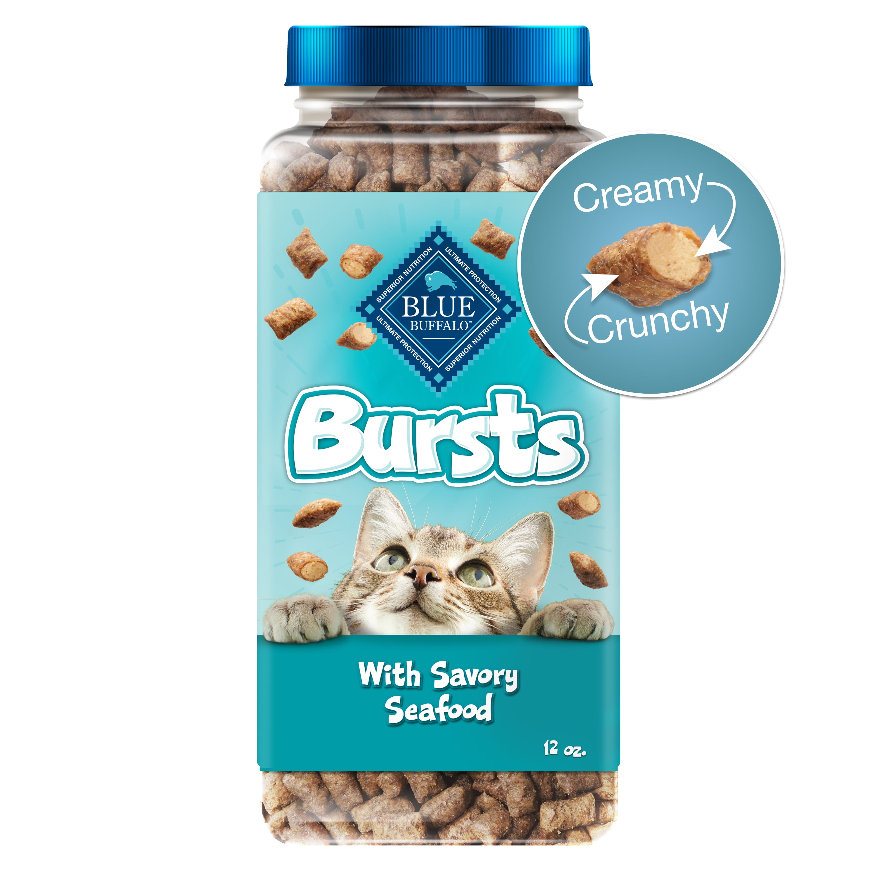 Blue Buffalo Bursts Crunchy & Creamy Dry Cat Treats, Great for Training ...