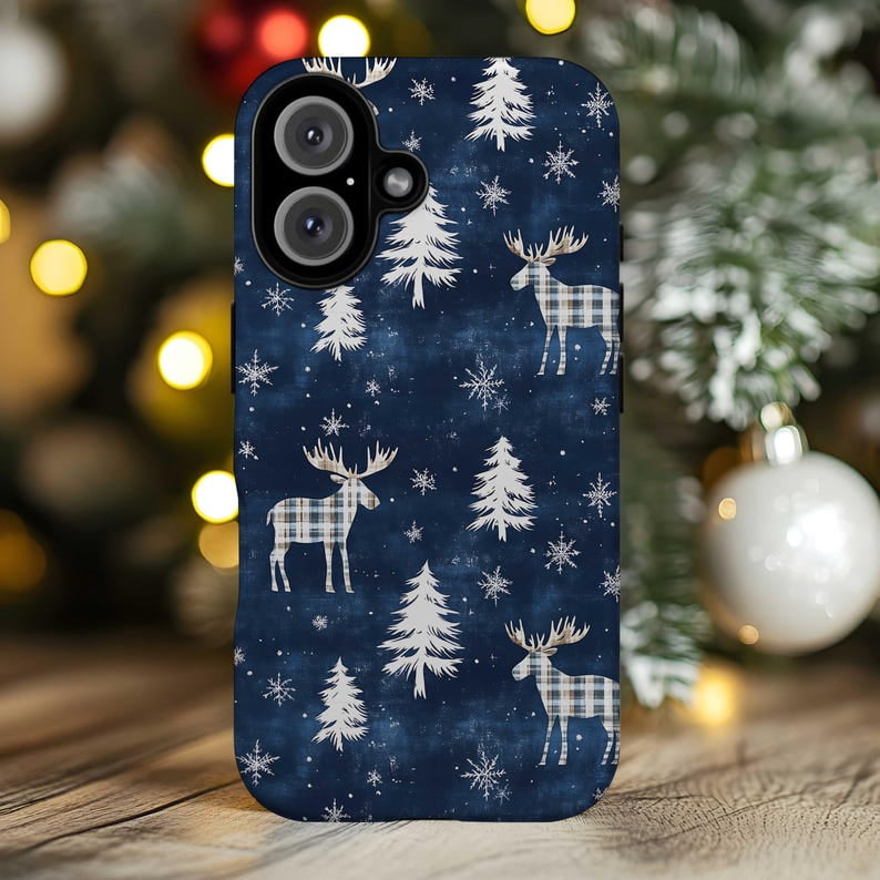 Blue Buffalo Check Christmas Plaid Pattern Tough Case for iPhone 11,12 ...