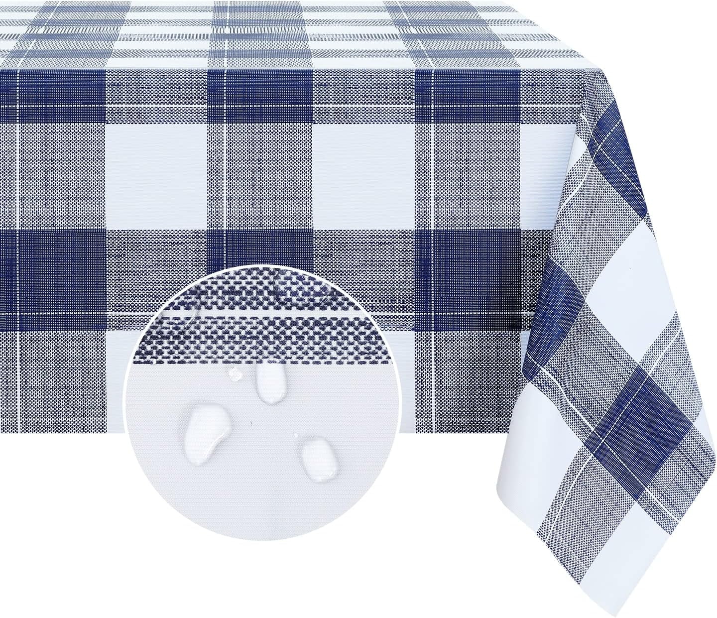 Blue Buffalo Check Vinyl Tablecloth 54×78 Inch, Waterproof Oil Proof ...