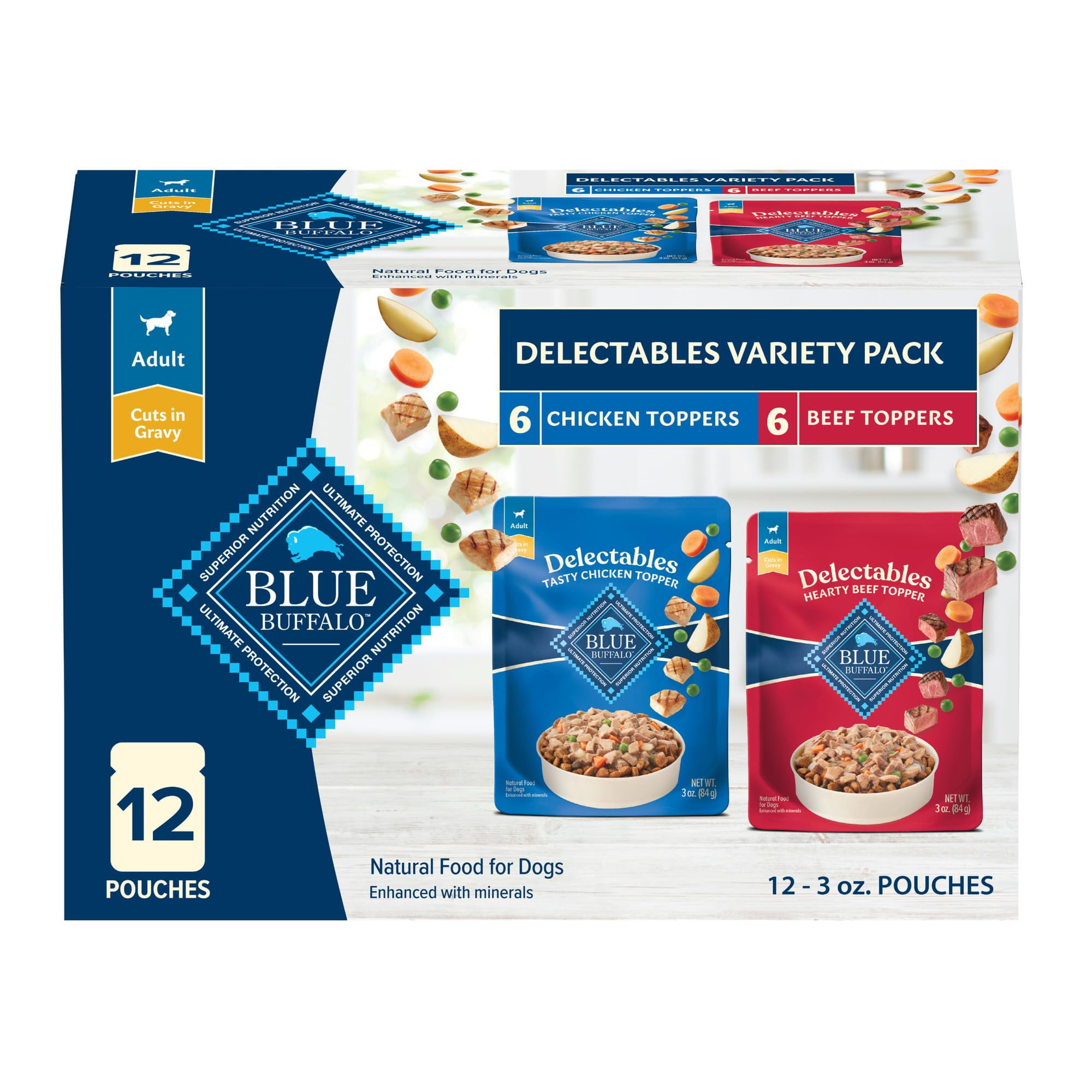 Blue Buffalo Delectables Natural MMF7 Wet Dog Food Toppers Variety Pack ...
