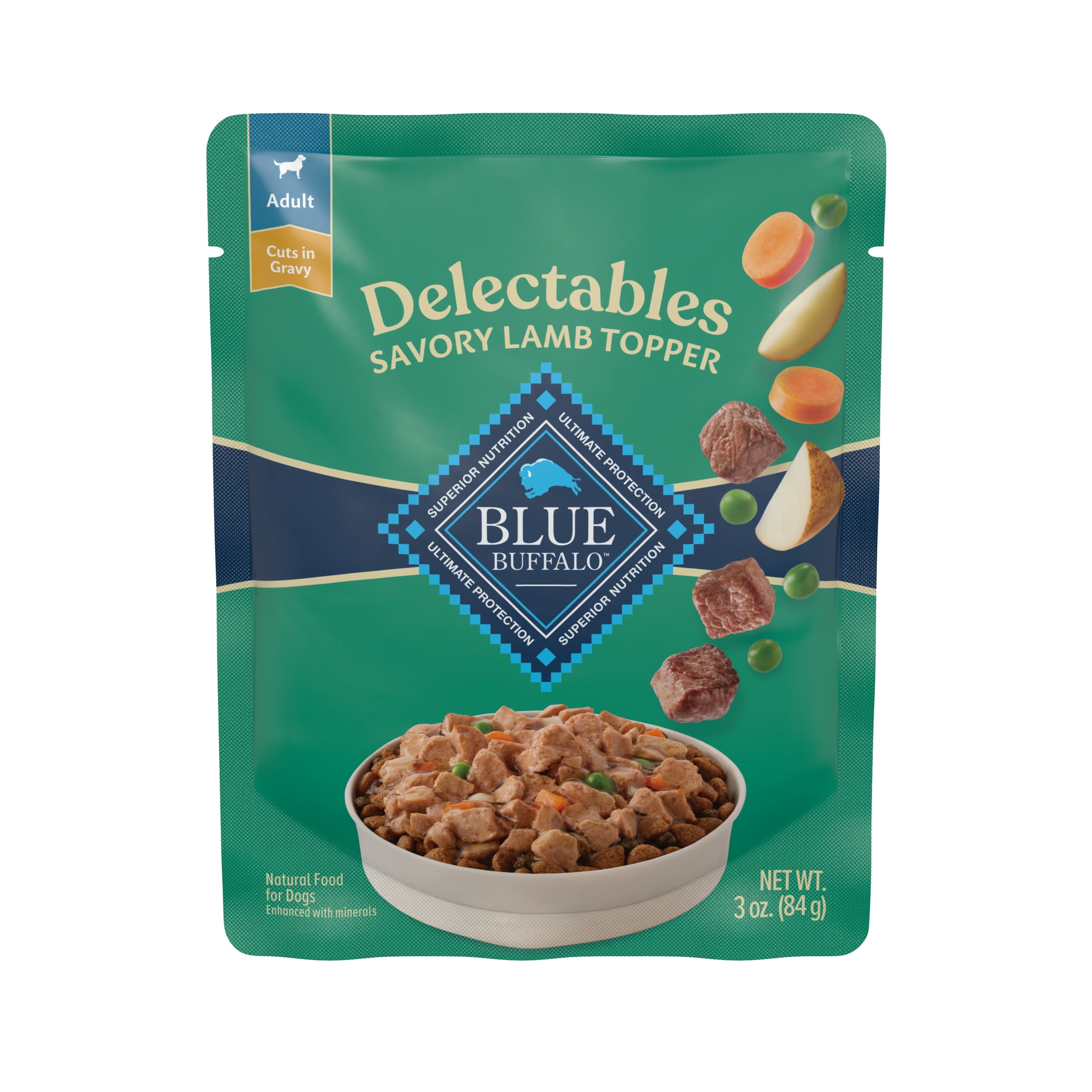 Blue Buffalo Delectables Natural Wet Dog Food Topper, Lamb Dinner 3oz ...
