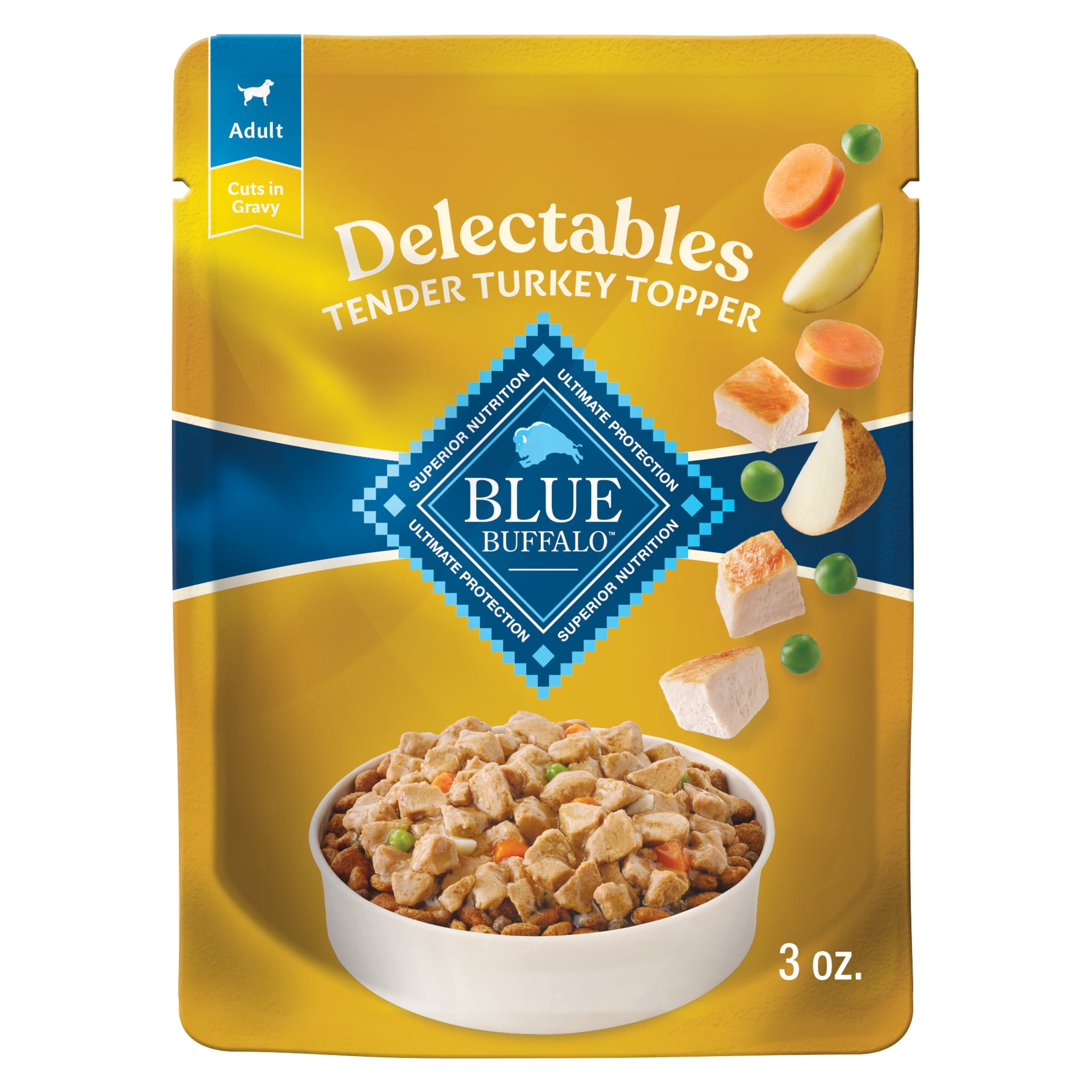 Blue Buffalo Delectables Natural Wet Dog Food Topper, Turkey Dinner 3oz ...