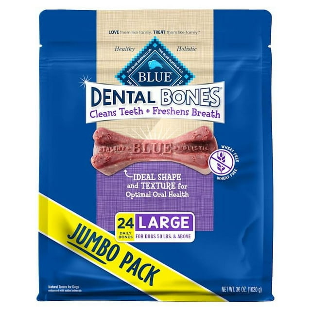 Blue Buffalo Dental Bones Large Natural Dental Chew Dog Treats Bag ...