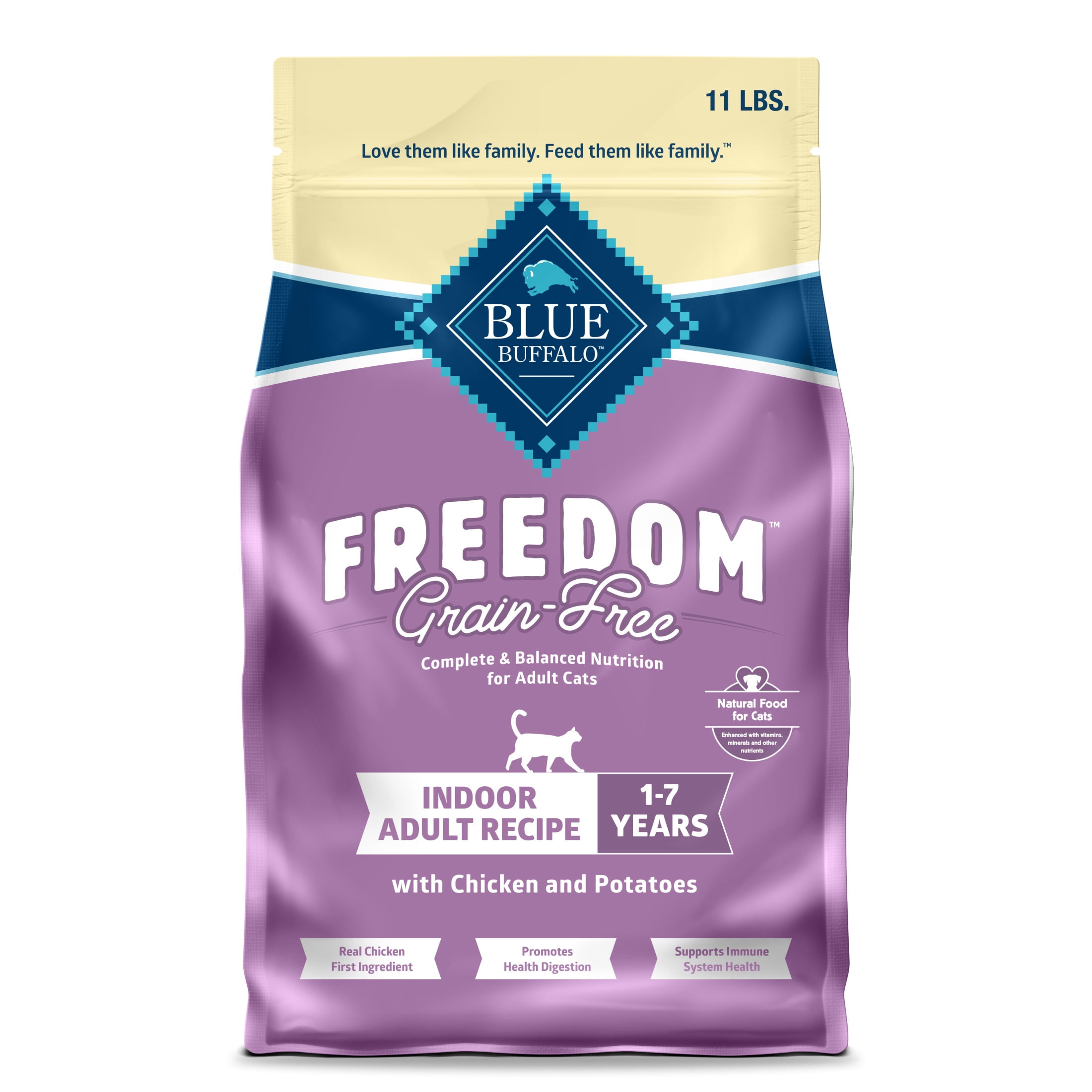 Blue Buffalo Freedom Indoor Dry Adult Cat Food, Chicken Recipe, 11-lb ...