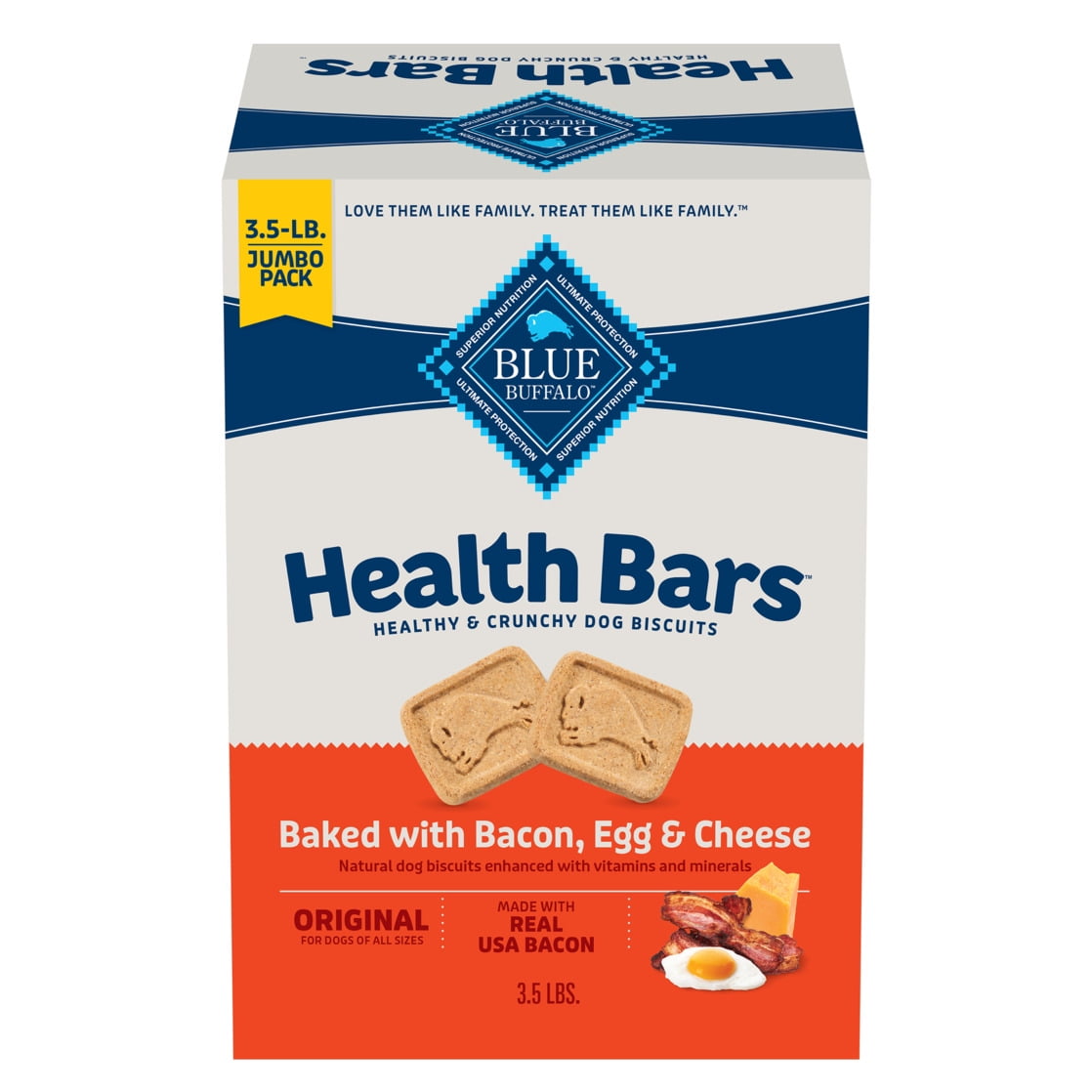 Blue Buffalo, Health Bars Crunchy Dog Treats, 3-lb, Bacon Egg & Cheese ...