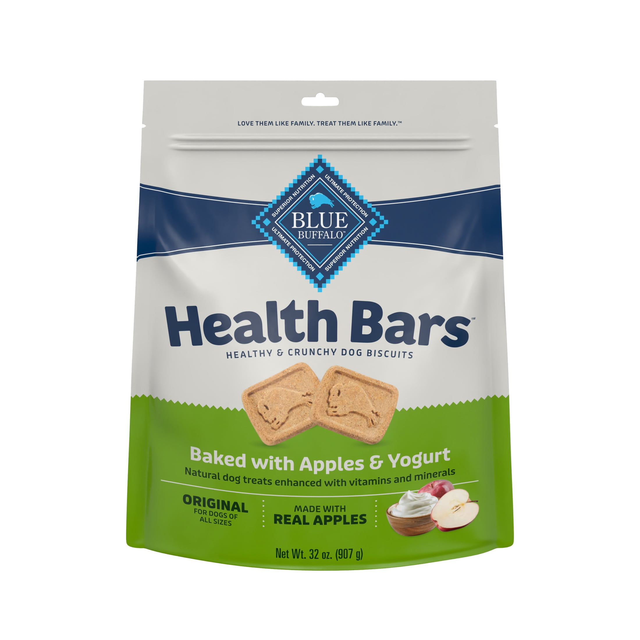 Blue Buffalo Health Bars Mini Crunchy Dog Biscuits, Apples & Yogurt, 32 ...