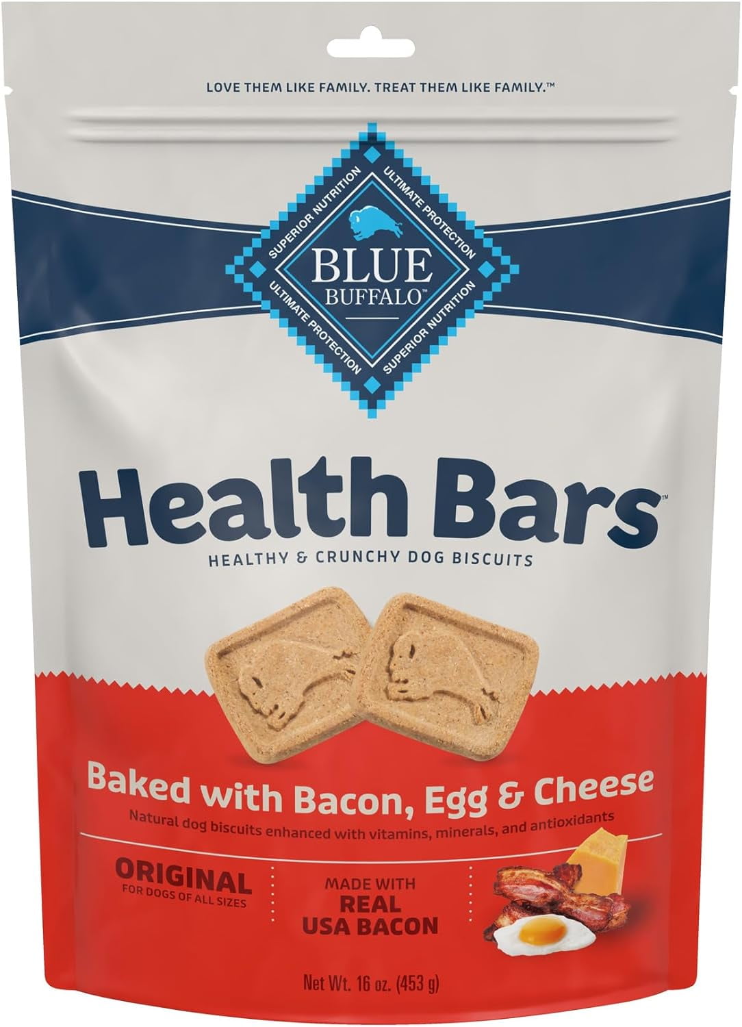 Blue Buffalo Health Bars Natural Crunchy Dog Treats Biscuits, Bacon ...