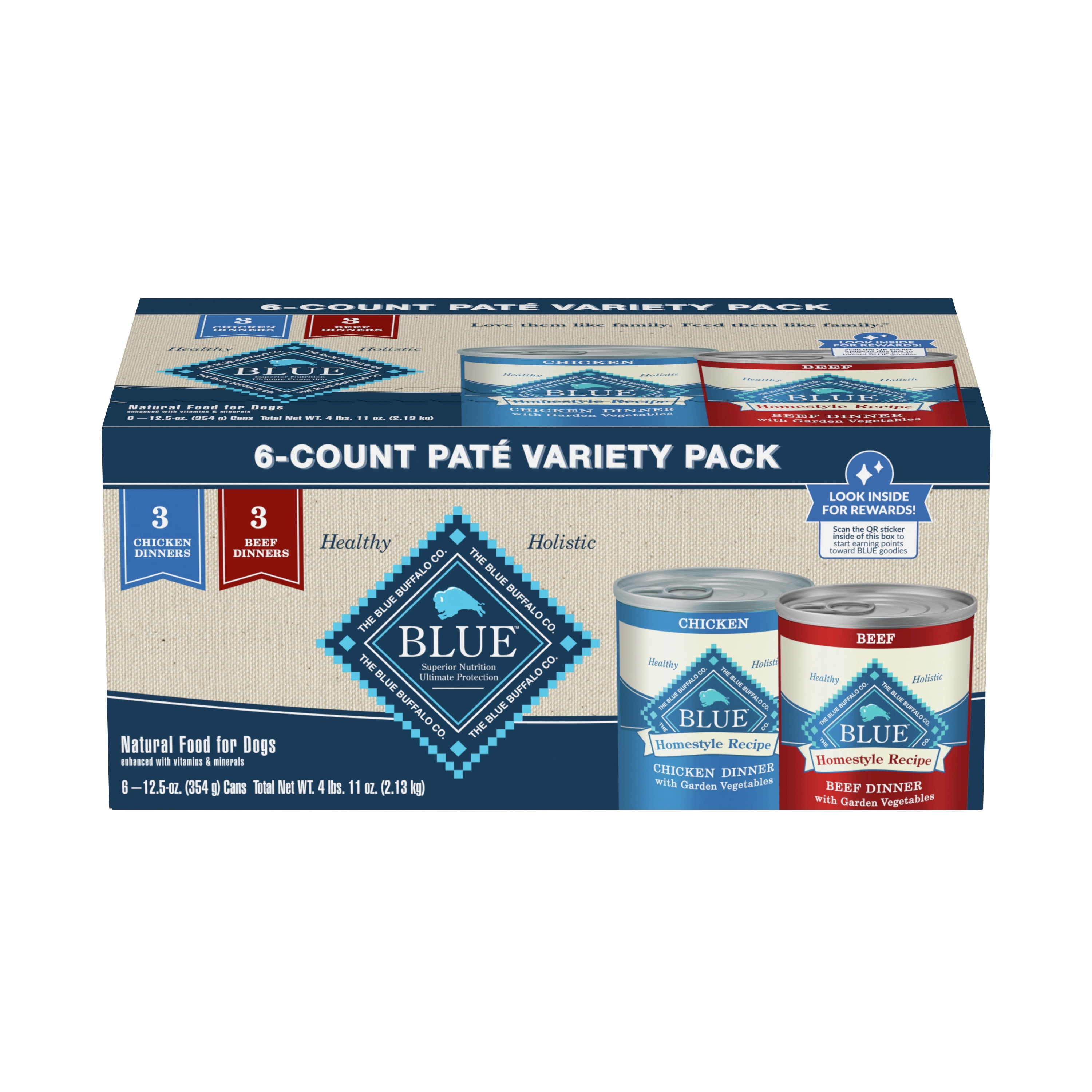 Blue Buffalo Homestyle Recipe Adult Pate Wet Dog Food Variety Pack ...