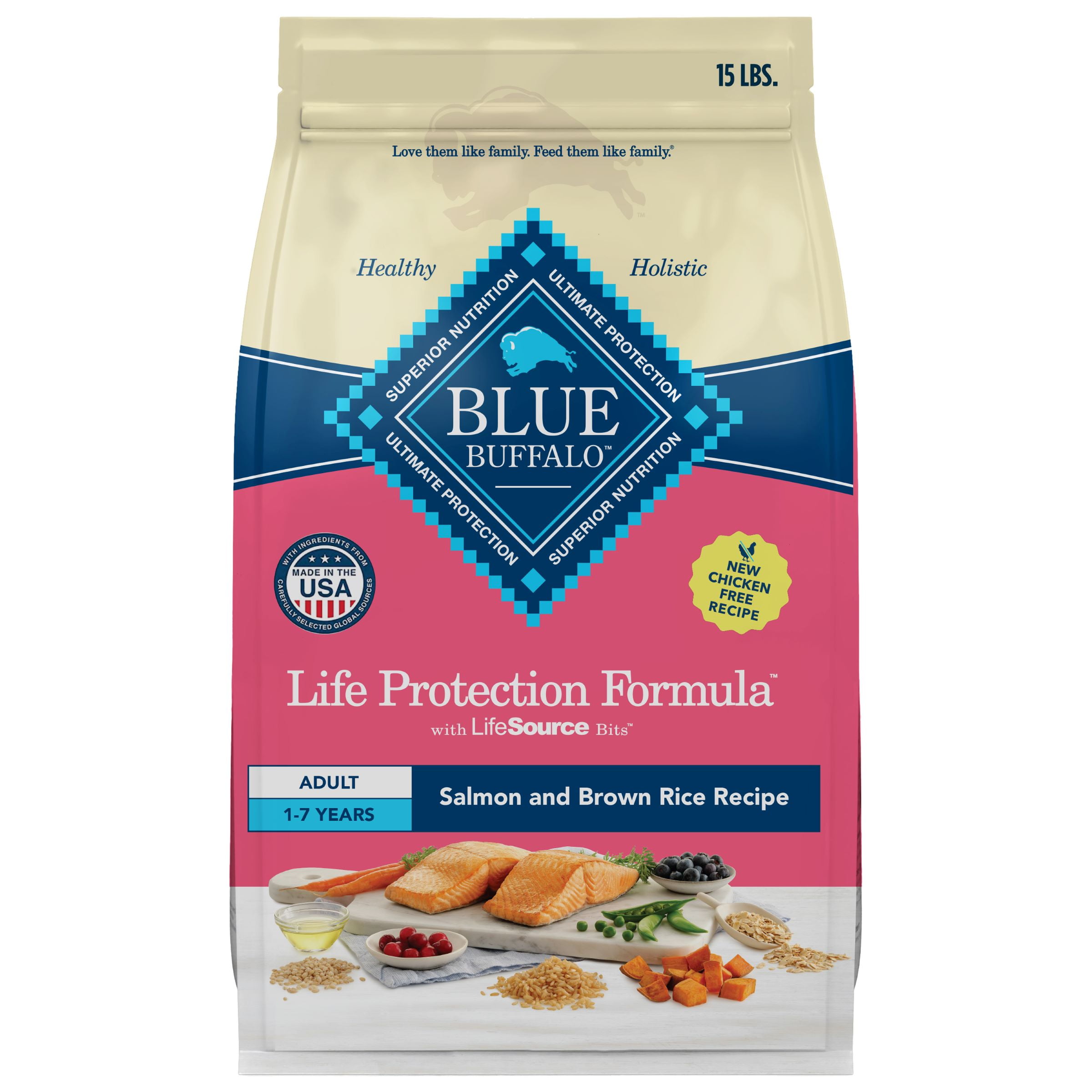Free Shipping! Blue Buffalo Salmon and Brown Rice Adult Dry Dog Food 15 ...