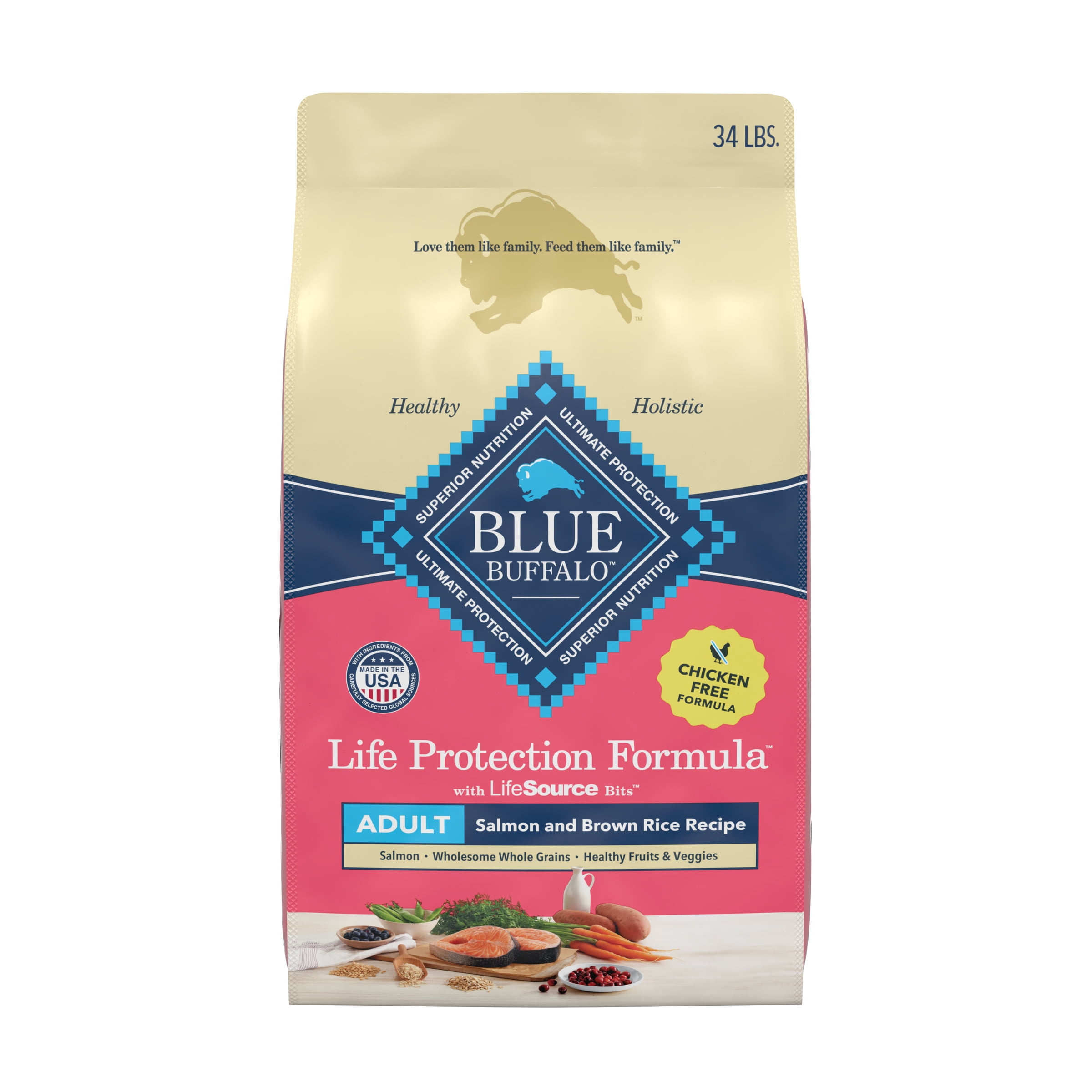 Blue Buffalo Life Protection Formula Adult Dry Dog Food, Salmon & Brown ...