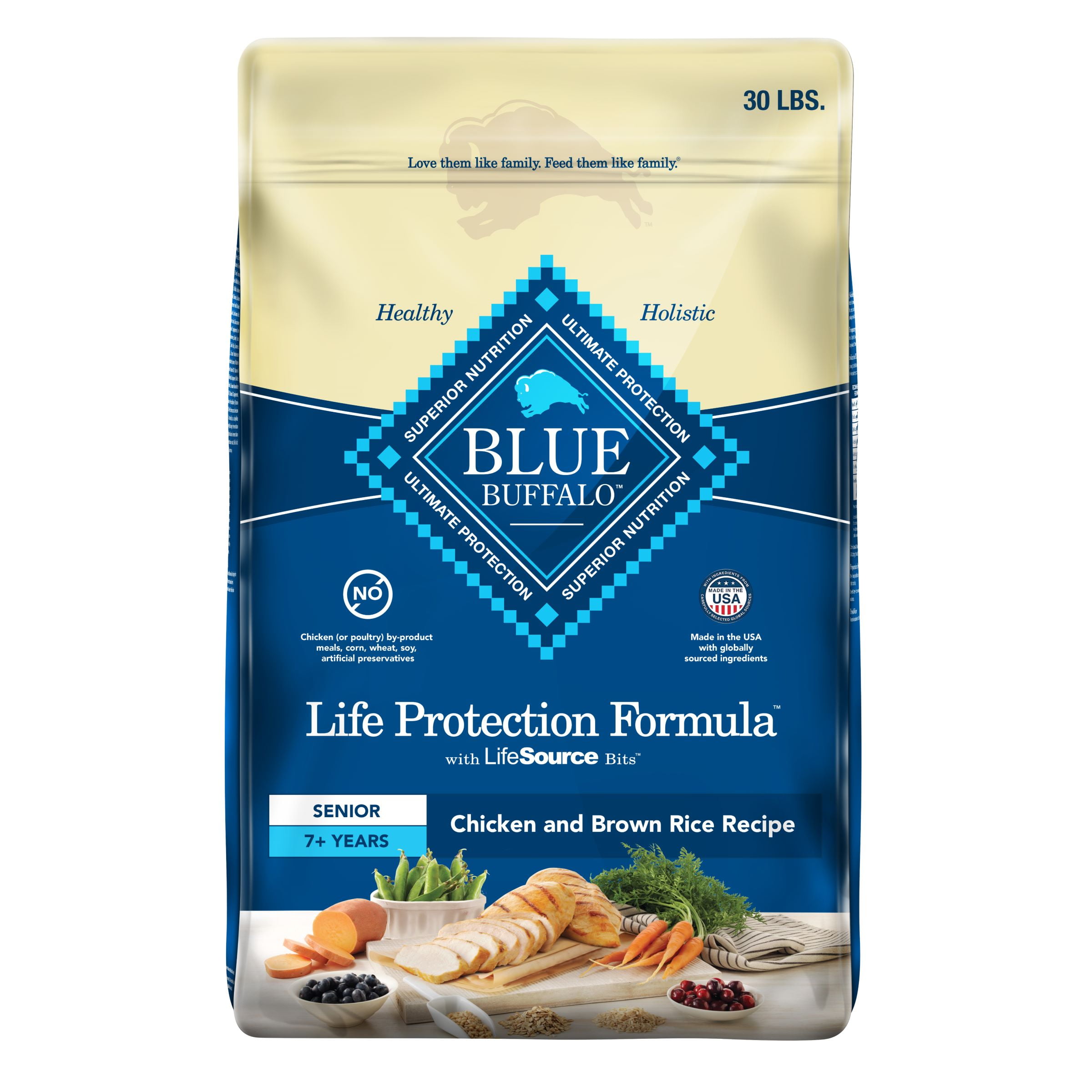 Blue Buffalo Life Protection Formula Senior Dry Dog Food, Real Chicken ...