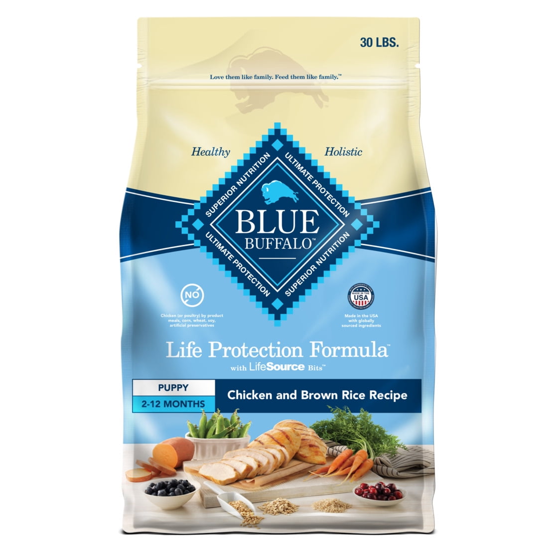Blue Buffalo, Puppy Dry Dog Food, 30 lbs, Chicken and Brown Rice ...