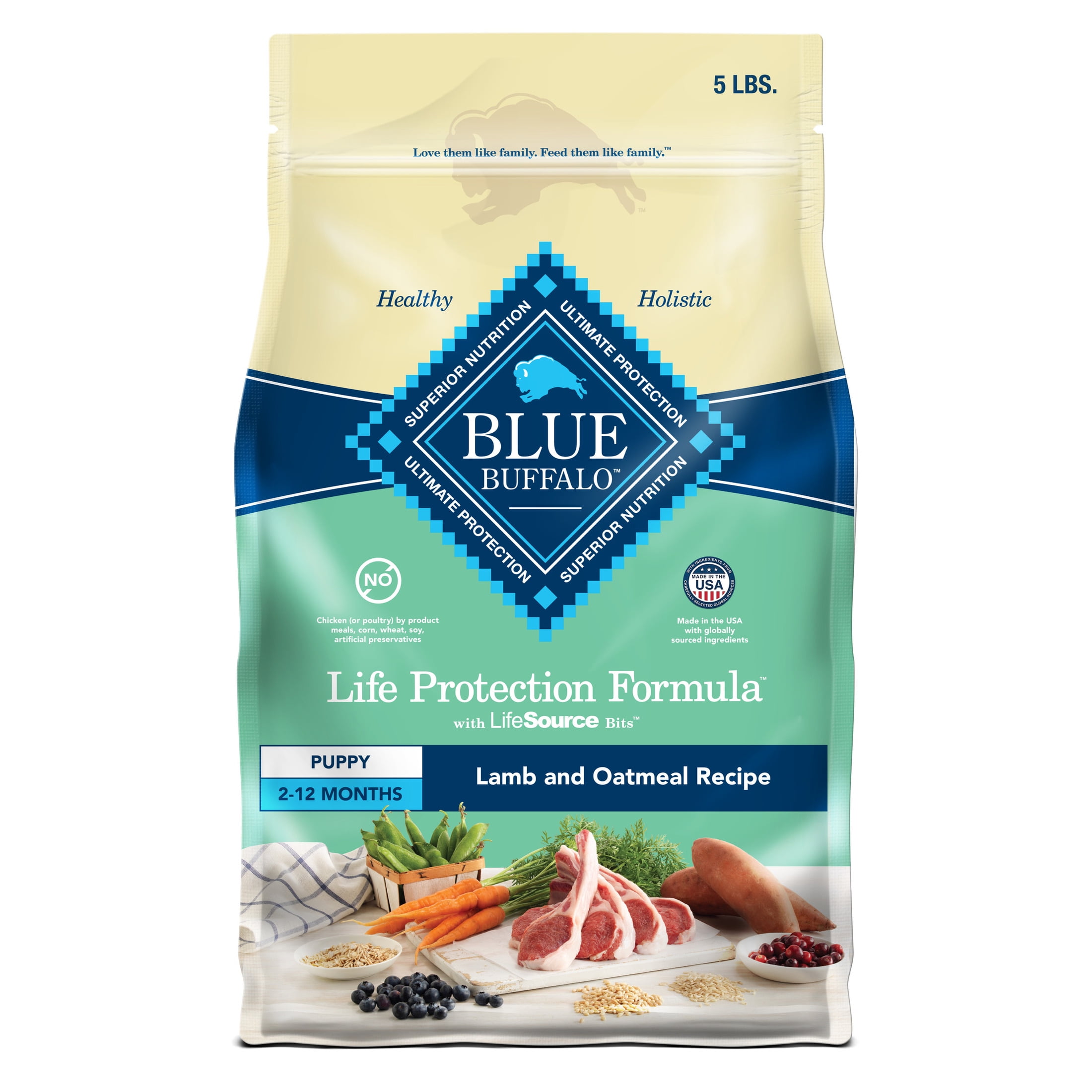 Blue Buffalo Life Protection Dry Puppy Food, Lamb & Oatmeal, 5 lbs ...